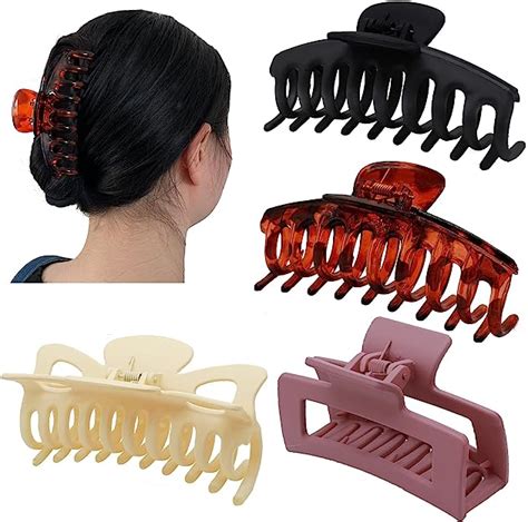 4pcs Large Hair Claw Clip For Women Strong Hold Hair Clips For Thick