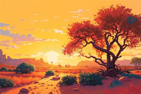 Beautiful Cell Shaded Landscape Stock Illustration Illustration Of