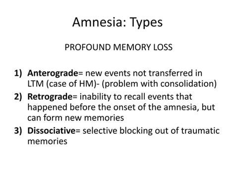 Memory And Amnesia Slides Ppt