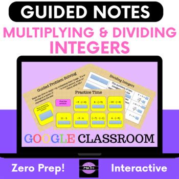 Multiplying Dividing Integers Interactive Guided Notes For Google Classroom