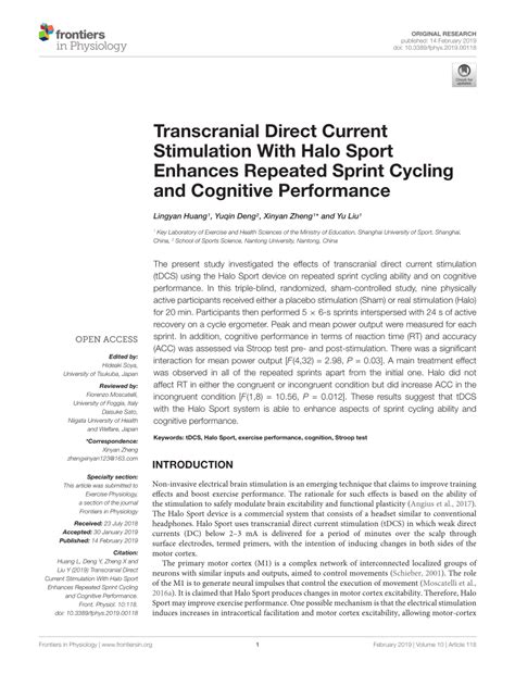 Pdf Transcranial Direct Current Stimulation With Halo Sport Enhances Repeated Sprint Cycling