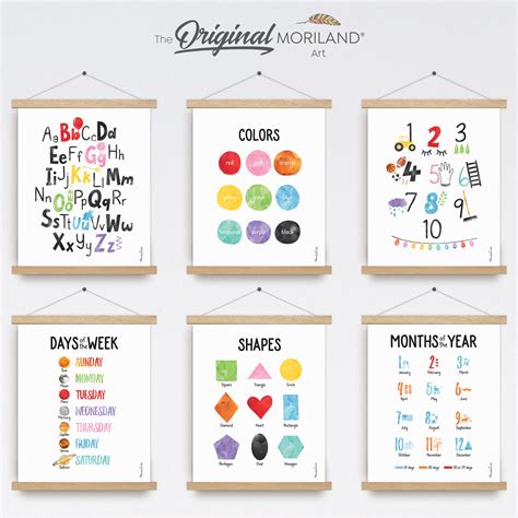 Educational Prints Learning Posters Printable Set Of 6 Land92 Worksheets Library