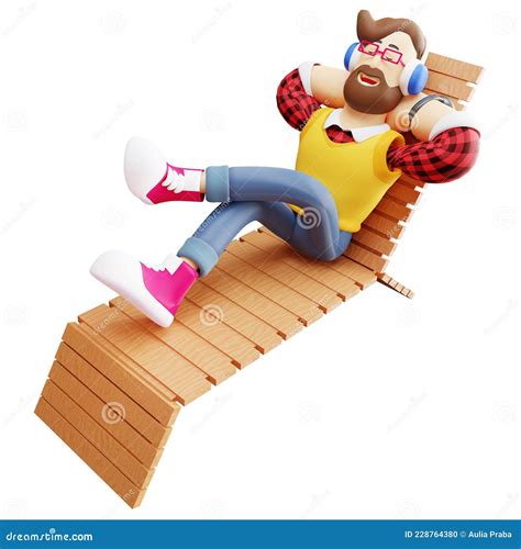 Male Cartoon Illustration Relaxing On A Lazy Chair Stock Illustration