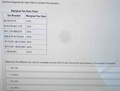Use The Marginal Tax Rate Chart To Answer The Question Determine The