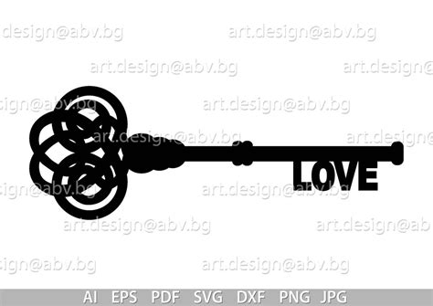 Vector KEY Love AI Eps Pdf Svg Dxf Png Download Etsy
