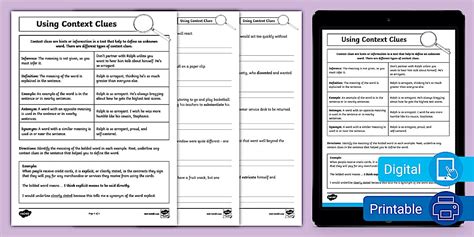 Sixth Grade Using Context Clues Activity Twinkl