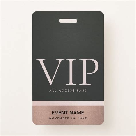 Rose Gold Blush Pink Black Vip Event Access Pass Badge Zazzle Real