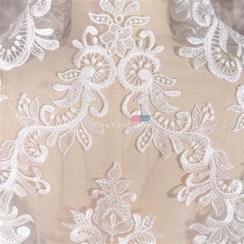 Floral Embroidered Bridal Lace Fabric By The Yard Oneyard