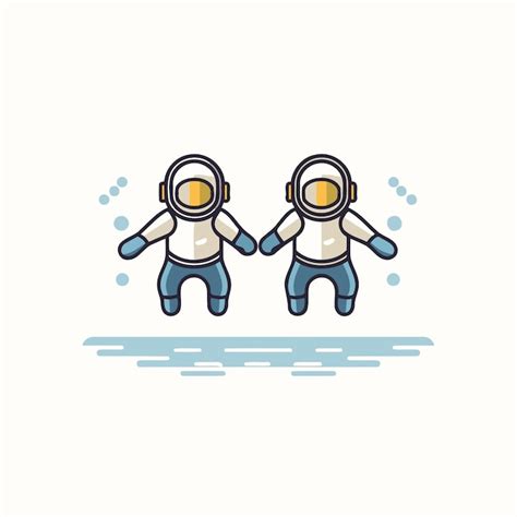 Premium Vector Astronaut In Spacesuit Flat Line Icon Astronaut Vector Illustration