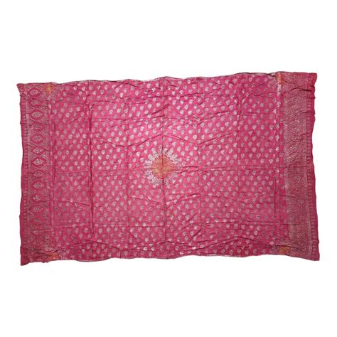 Vintage Rajasthani Block Print Odhni With Silver And Gold Chappai Work