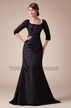 Black Scoop Neckline Taffeta Lace Formal Dress Evening Gown TheCelebrityDresses