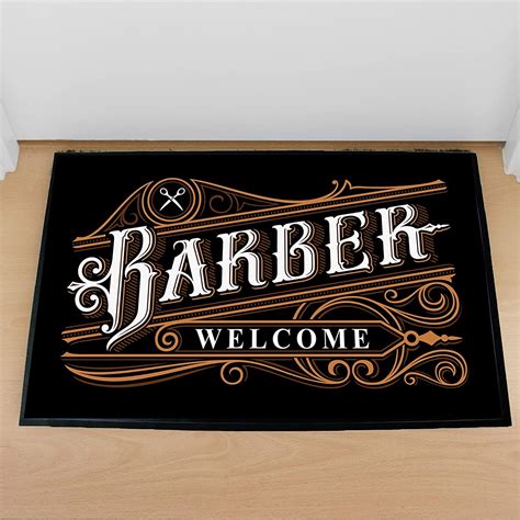 Custom Barber Door Mat 24x36 Inches For Stylish Barbershop Entry