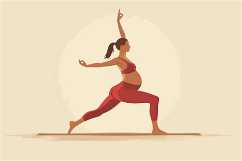 Pregnant Woman Doing Yoga Workout Pregnancy Health Concept Cute Vector