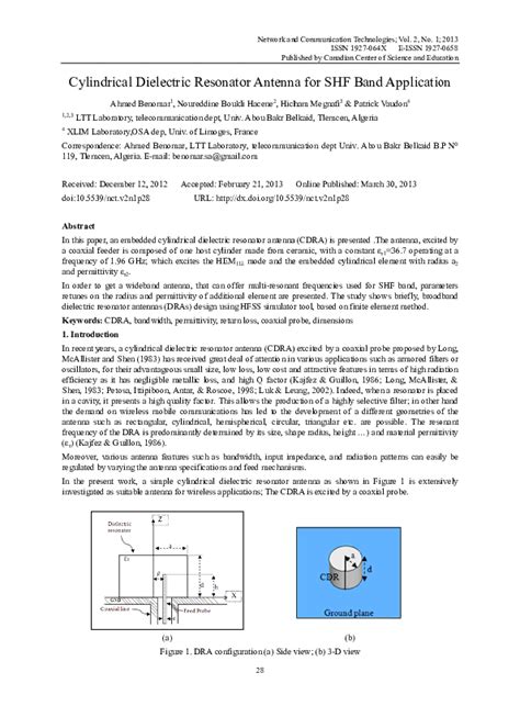 Pdf Cylindrical Dielectric Resonator Antenna For Material