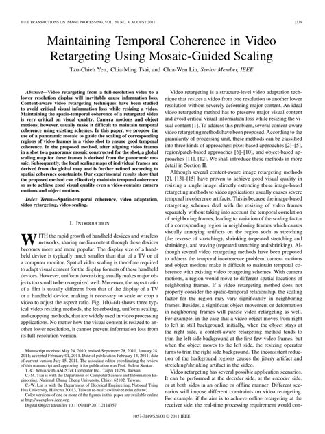 Pdf Maintaining Temporal Coherence In Video Retargeting Using Mosaic Guided Scaling