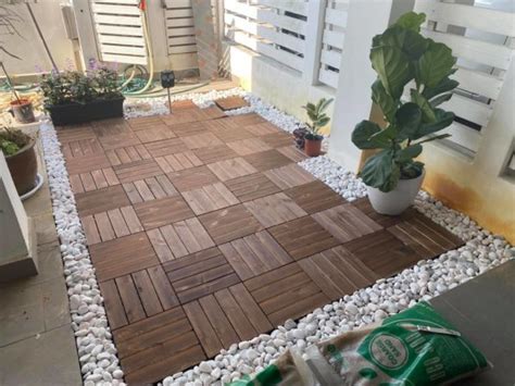 Deko Laman Belakang Konsep Taman Hasil Susunan Bata Tanpa Simen