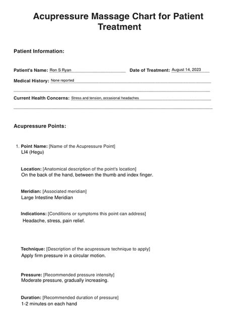 Acupressure Massage Points Chart And Example Free Pdf Download