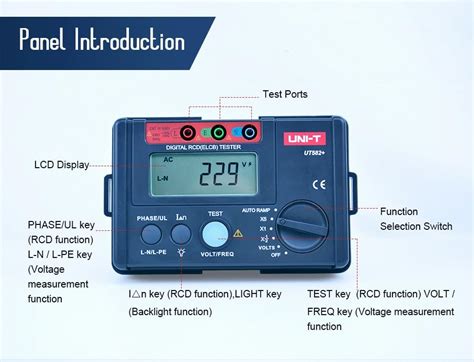 UNI T Uni Trend UT582 Digital RCD ELCB Tester AUTO RAMP Leakage Circuit Breaker Meter With