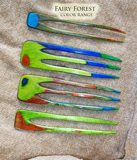 3 Prong Wooden Hair Comb Fork 5 Inches Long Hand Shaped Of