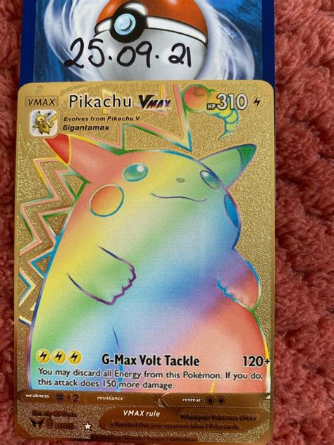 Pokemon Pikachu Vmax 188185 Custom Gold Metal Pokemon Card Values
