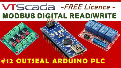 12 Vtscada Free Licence Modbus Digital Readwrite Outseal Arduino Plc Youtube