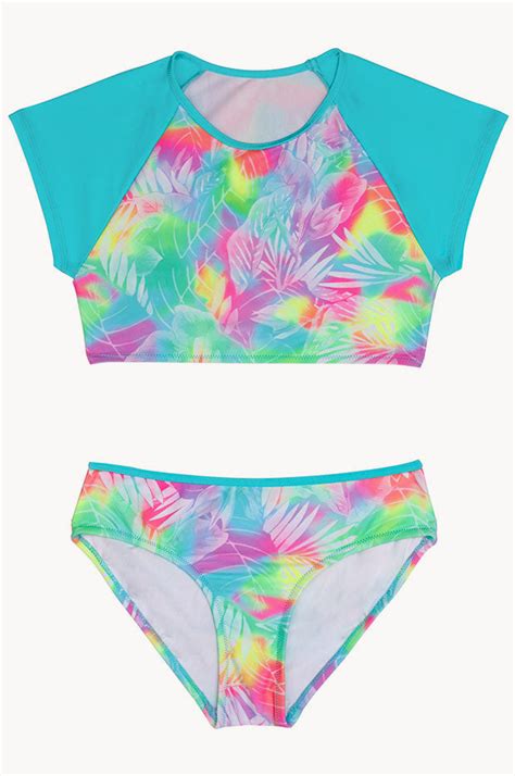Salty Ink Girls Honolulu Crop Suntop Set Swimwear Galore Au