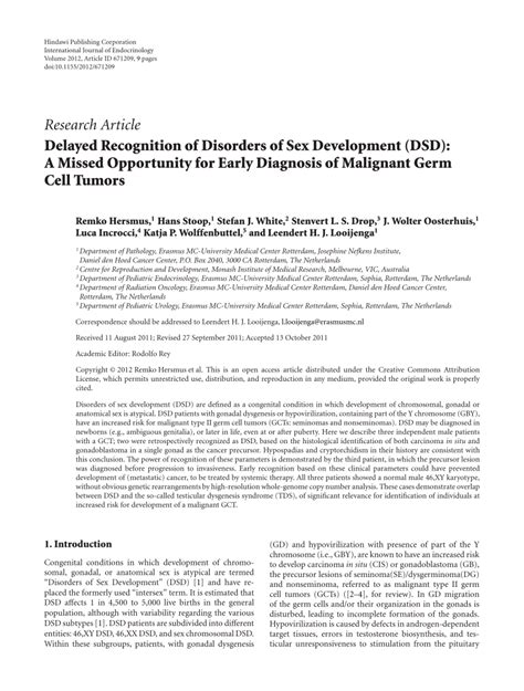 Pdf Delayed Recognition Of Disorders Of Sex Development Dsd A