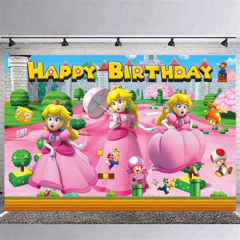 Princess Peach Backdrop Birthday Banner For Princess