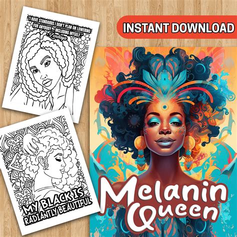Best Value Melanin Queen Instant Download Pdf African American Coloring