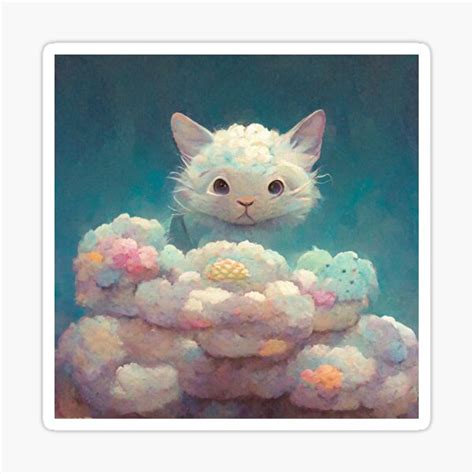 Pastel Cat On Clouds Sticker For Sale By Levitheotaku Redbubble