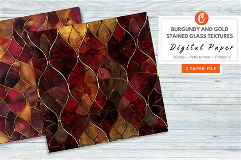 Burgundy And Gold Stained Glass Textures Graphic By Allisonsuns