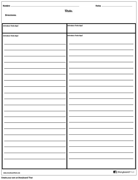 Cornell Notes Columnas Con Líneas Storyboard Por Es Examples