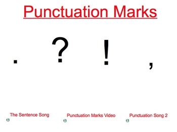 Punctuation Marks Period Question Mark Exclamation Point And Comma