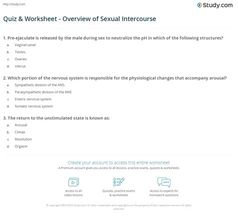 Quiz Worksheet Overview Of Sexual Intercourse Study Com