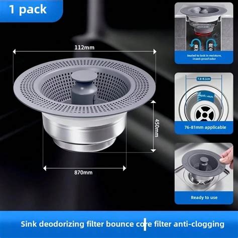 Stainless Steel Kitchen Sink Strainer Pop Up Filter Sink Drain Cover