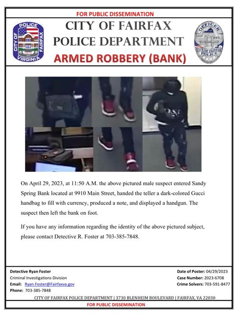 Photos Bank Robbed At Gunpoint In Fairfax City Police Seek Suspect