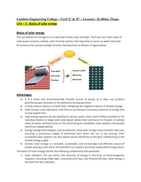 Basics Of Solar Energy Iee Introduction To Energy Eingeering Lumbini