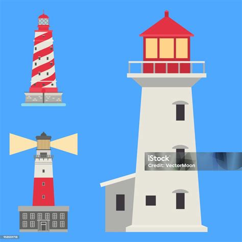 등 대 해양 탐색 지도 바다 신호 빛 안전 보안 기호 그림에 대 한 평면 서치 타워 벡터 건축에 대한 스톡 벡터 아트 및 기타