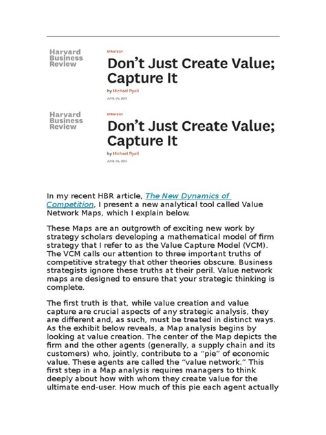 Ryall Dont Just Create Value Capture It Hbr Pdf Bargaining