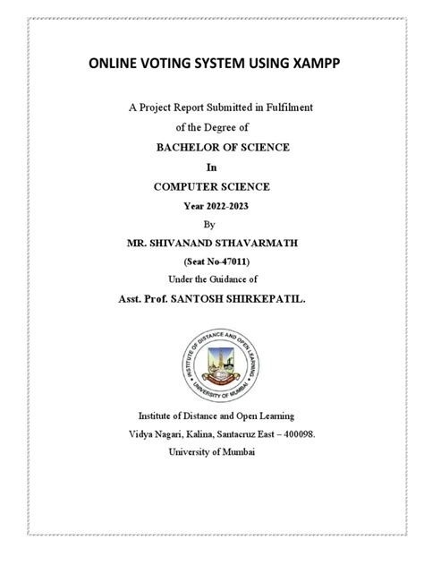 Development Of An Online Voting System Using Xampp A Project Report
