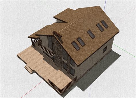 美式坡屋顶双层别墅su模型 别墅 土木在线