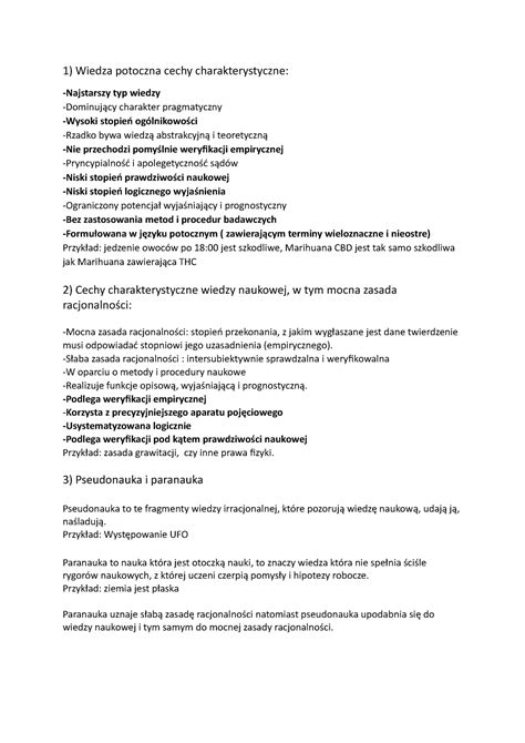 Wdnop Wst P Do Nauki O Polityce Materia Y Do Kolokwium Wiedza Potoczna Cechy Studocu