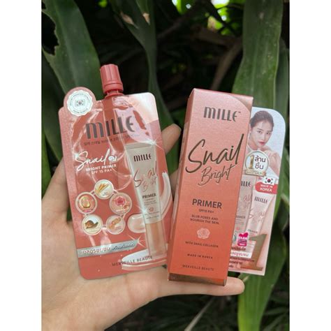 ไพรเมอร์ มิลเล่ ตัวดัง 💥mille Snail Bright Primer Spf15 Pa 6g 8g
