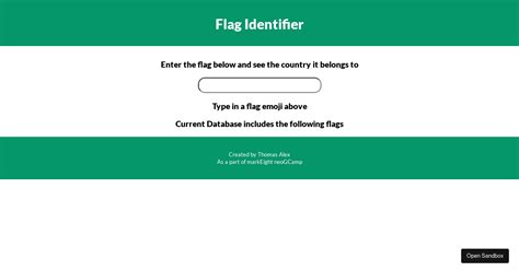Flag Identifier Codesandbox