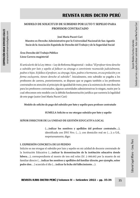 Modelo Solicitud Subsidio LUTO Y Sepelio Profesor Contratado Autor