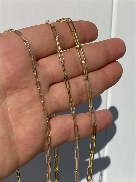 14k Gold Over Solid 925 Sterling Silver Paperclip Rolo Chain 25mm 4mm