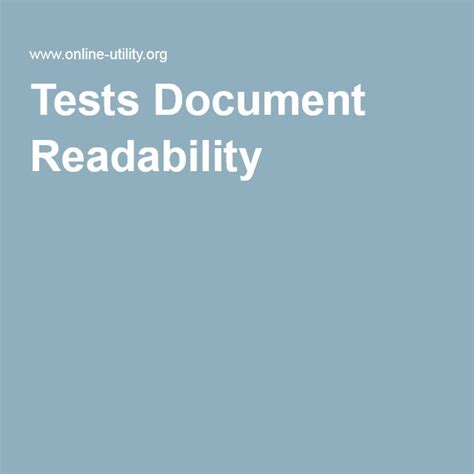 Tests Document Readability Writer Tips Polysyllabic Test