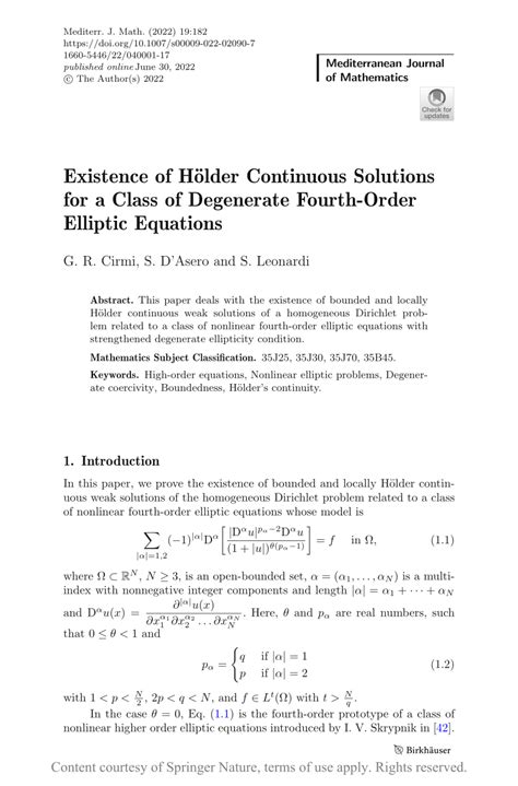 Pdf Existence Of Hölder Continuous Solutions For A Class Of