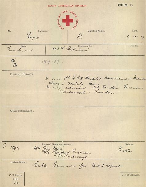 Alexander Espie South Australian Red Cross Information Bureau