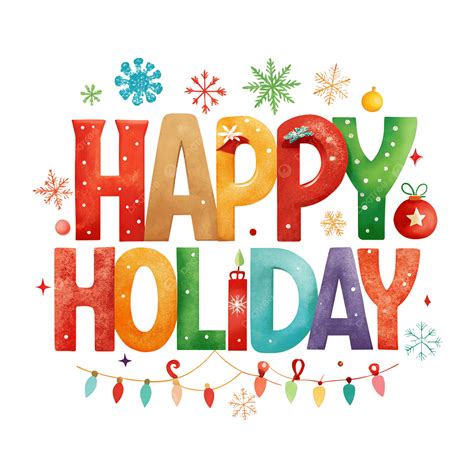 Colorful Happy Holiday Clipart Illustration With Snowflakes And